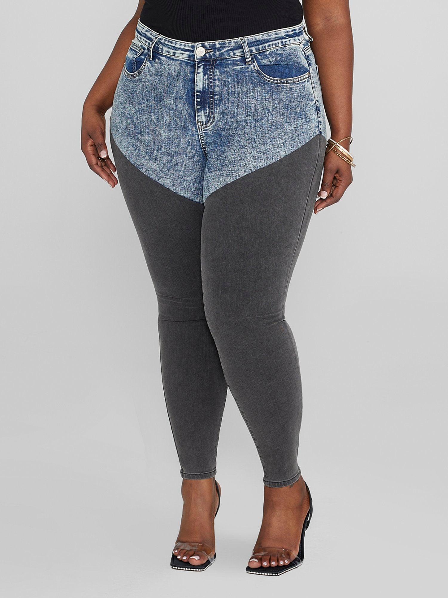 Mid Rise Colorblock Skinny Jeans – Fashion to Figure